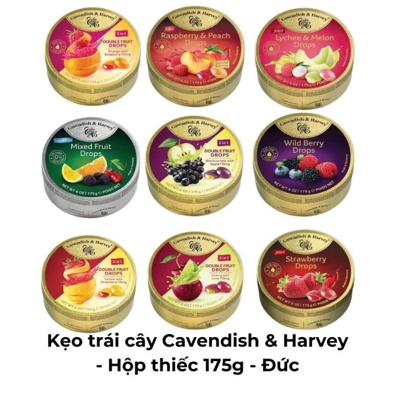 Kẹo Trái Cây Cavendish & Harvey - Hộp Thiếc 175g - Đức